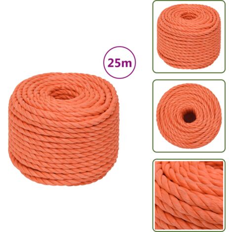 Corde de travail Orange 10 mm 25 m Polypropylène - Corde De Travail ...