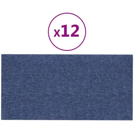 Panneaux muraux 12 pcs Bleu 30x15 cm Tissu 0,54 m² - Panneau Mural ...