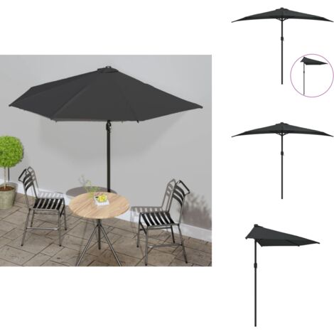 Parasol de balcon avec mât en aluminium Noir 300x155x223cm Demi ...