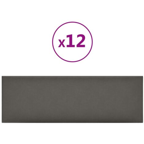 Panneaux muraux 12 pcs Gris 90x30 cm Similicuir 3,24 m² - Panneau Mural ...