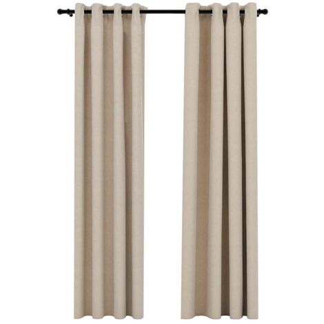Rideaux occultants aspect lin avec œillets 2pcs beige 140x245cm ...