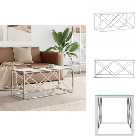 Table basse 110x45x45 cm acier inoxydable et verre - Table Basse ...