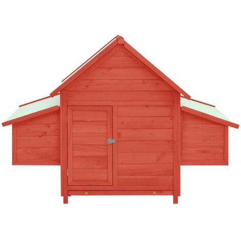 Poulailler Rouge et blanc 150x96x110 cm Bois de sapin massif ...