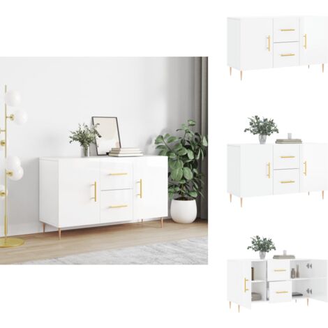 Buffet blanc brillant 100x36x60 cm bois d'ingénierie - Buffet Design ...