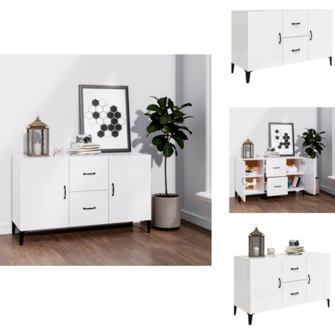 Buffet blanc brillant 100x36x60 cm bois d'ingénierie - Buffet - Meuble ...