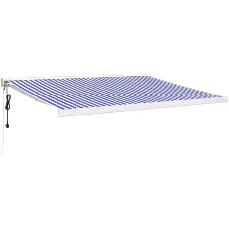 Auvent rétractable bleu et blanc 4,5x3 m tissu et aluminium - Auvent ...