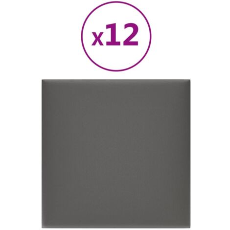 Panneaux muraux 12 pcs Gris 30x30 cm Similicuir 1,08 m² - Panneau Mural ...