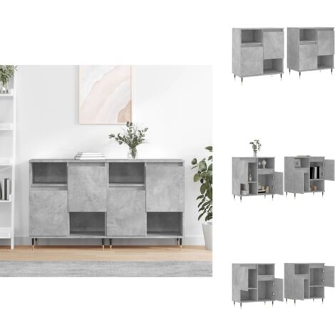Buffets 2 pcs gris béton bois d'ingénierie - Buffet Classique - Meuble ...