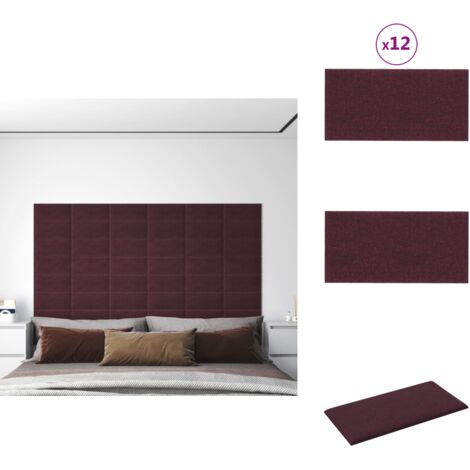 Panneaux muraux 12 pcs Violet 30x15 cm Tissu 0,54 m² - Panneau Mural ...