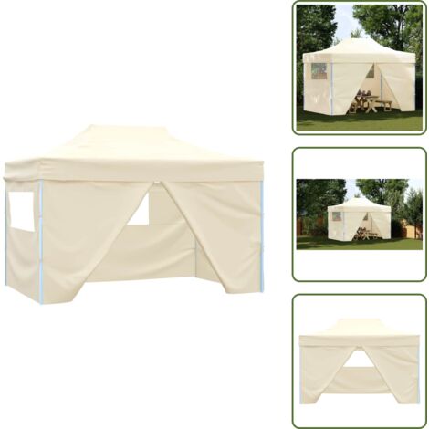 Tente de réception pliable avec 4 parois 3x4 m Acier Crème - Tents De ...