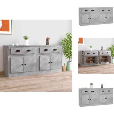 Buffets 2 pcs gris béton bois d'ingénierie - Buffet - Meuble De ...