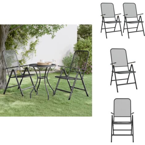 Chaises pliables jardin lot de 2 Maille métallique Anthracite - Chaise ...