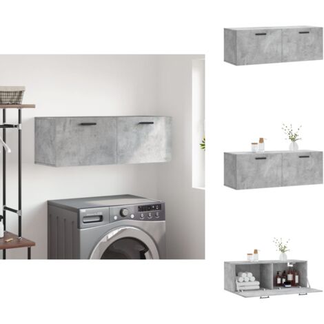 Armoire murale gris béton 100x36,5x35 cm bois d'ingénierie - Armoire ...