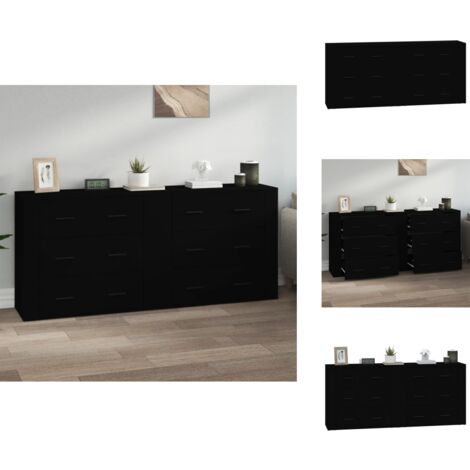 Buffets 2 pcs noir bois d'ingénierie - Buffet Classique - Meuble De ...