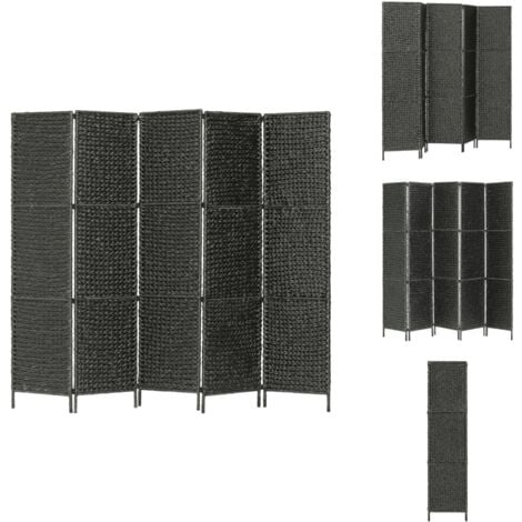 Cloison de séparation 5 panneaux Noir 193x160 cm Jacinthe d'eau ...