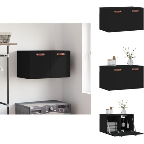 Armoire murale Noir 60x36,5x35 cm Bois d'ingénierie - Armoire Murale ...