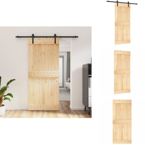 Porte coulissante et kit de quincaillerie 90x210 cm pin massif - Portes ...
