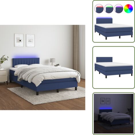 Sommier à lattes de lit avec matelas LED Bleu 120x200 cm Tissu - Lit ...
