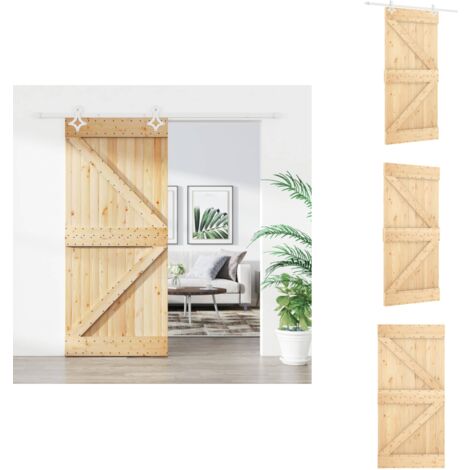 Porte coulissante et kit de quincaillerie 100x210 cm pin massif ...