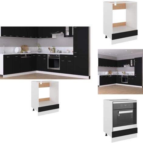 Armoire à four Noir 60x46x81,5 cm Bois d’ingénierie - Armoire À Four ...