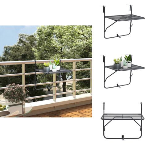 Table de balcon Noir 60x40 cm Acier - Table De Balcon - Table D ...