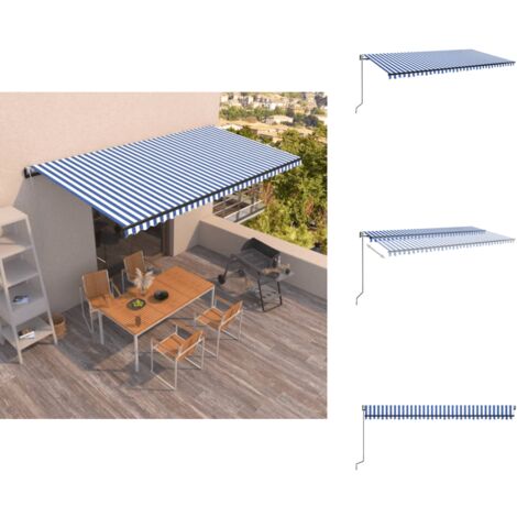 Auvent rétractable automatique 600x350 cm Bleu et blanc - Auvent ...