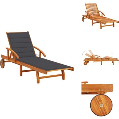 Chaise longue de jardin avec coussin Bois d'acacia solide - Chaise Longue - Mobilier De Jardin ...