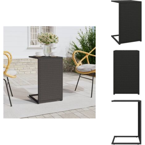 Table en forme de C noir 40x35x60 cm résine tressée - Table Basse ...