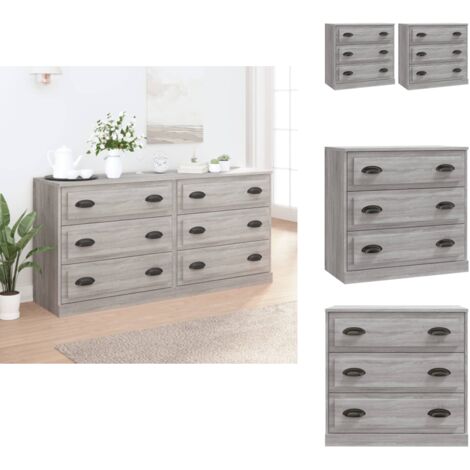 Buffets 2 pcs sonoma gris bois d'ingénierie - Buffet Classique - Meuble ...