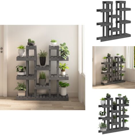 Support à plantes Gris 104,5x25x109,5 cm Bois massif de pin - Jardin ...