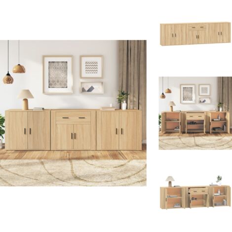 Buffets 3 pcs Chêne sonoma Bois d'ingénierie - Buffet Classique ...