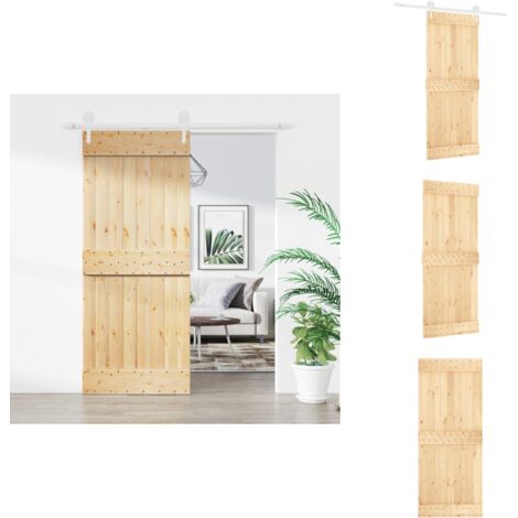 Porte coulissante et kit de quincaillerie 85x210 cm pin massif - Portes ...