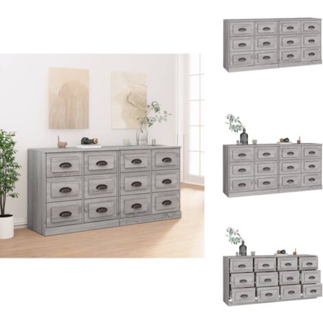 Buffets 2 pcs sonoma gris bois d'ingénierie - Buffet Classique - Meuble ...