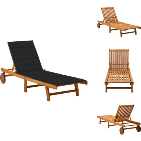 Chaise longue de jardin avec coussin Bois d'acacia solide - Chaise Longue Jardin - Fauteuil De ...