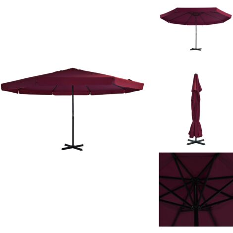 Parasol d'extérieur avec mât en aluminium 500 cm rouge bordeaux ...