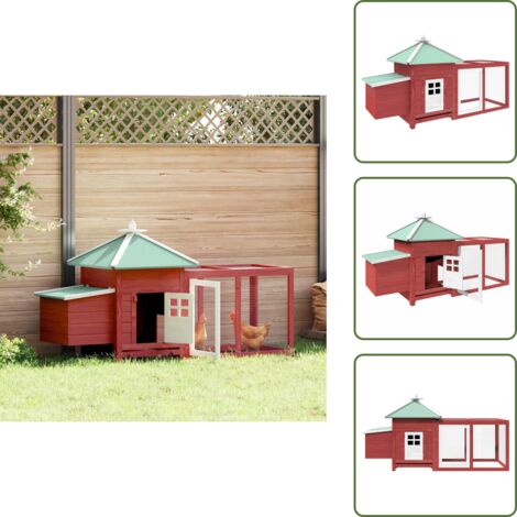 Poulailler avec nichoir Rouge 190x72x102cm Bois de sapin massif ...