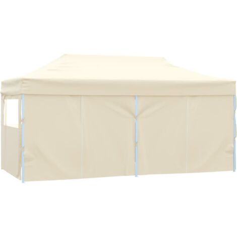 Tente de réception pliable avec 4 parois 3x6 m Acier Crème - Tents De ...