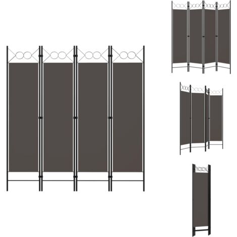 Cloison de séparation 4 panneaux Anthracite 160 x 180 cm - Cloison De ...