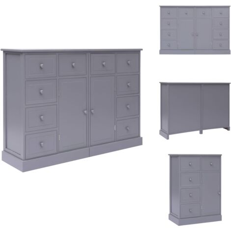 Buffet avec 10 tiroirs Gris 113x30x79 cm Bois - Buffet En Bois - Meuble De Rangement - Buffet ...