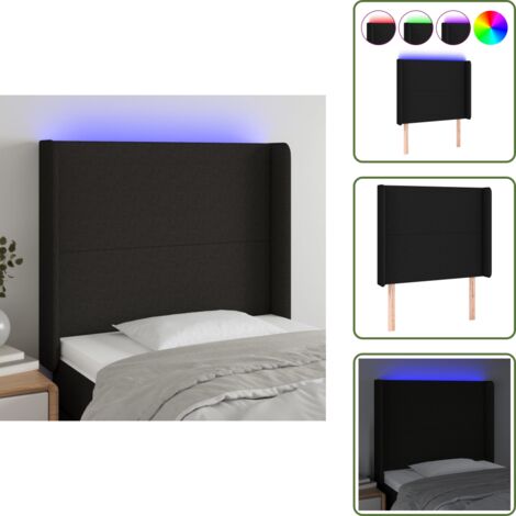 Tête de lit LED tissu noir pour sommier une place design chambre ...