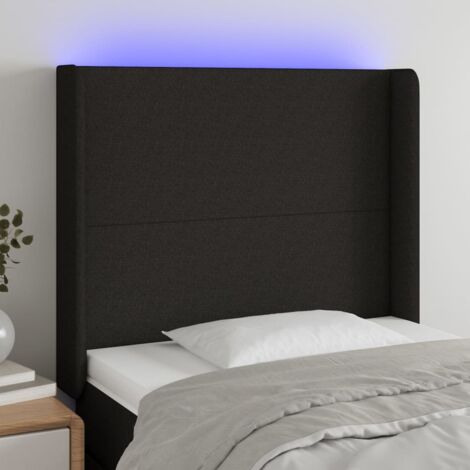 Tête de lit LED tissu noir pour sommier une place design chambre ...