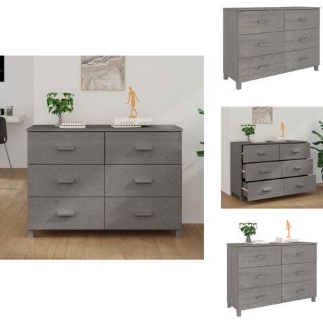 Buffet HAMAR Gris clair 113x40x80 cm Bois massif de pin - Buffet Design - Buffet En Bois ...