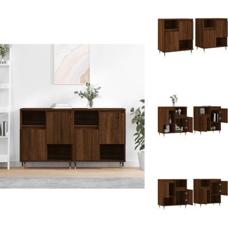 Buffets 2 pcs chêne marron bois d'ingénierie - Buffet Classique ...