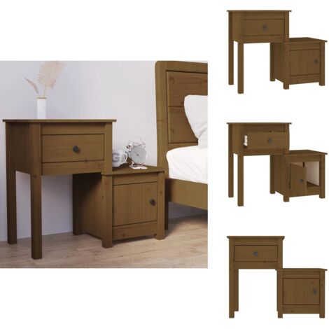 Table de chevet Marron miel 79,5x38x65,5 cm Bois de pin massif - Table ...