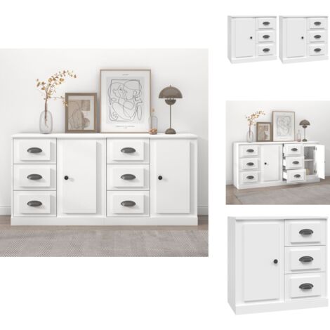 Buffets 2 pcs blanc bois d'ingénierie - Buffet Classique - Meuble ...