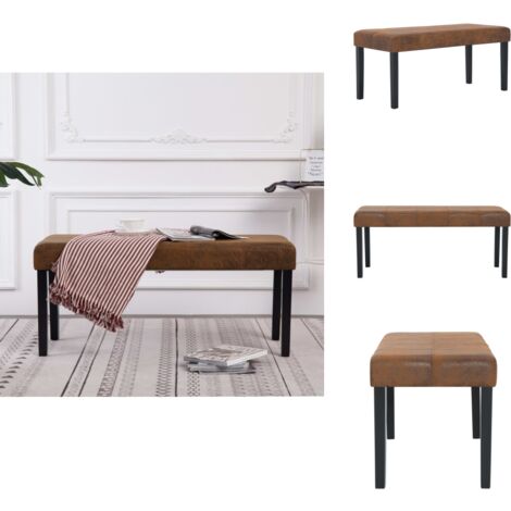 Banc 106 cm Marron Similicuir daim - Banc Coffre - Banc Intérieur ...