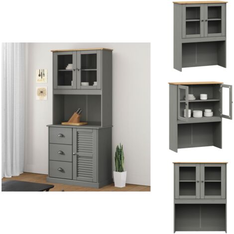 Dessus de commode VIGO gris 78x30x100 cm bois massif de pin - Meuble De ...