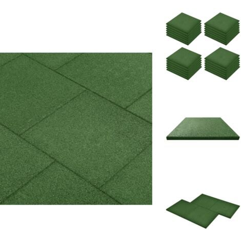 Carreaux de protection antichoc 24pcs Caoutchouc 50x50x3cm Vert ...