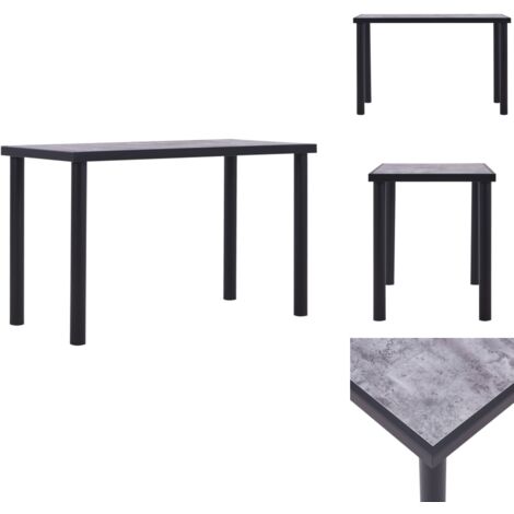 Table de salle à manger Noir et gris béton 120x60x75 cm MDF - Table À ...