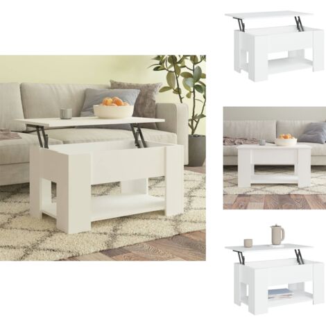Table basse blanc 79x49x41 cm bois d'ingénierie - Table Basse Blanche - Table Basse Pliable ...